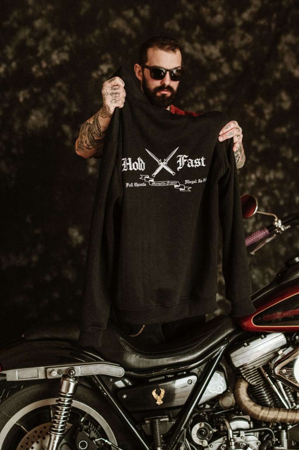 Hold Fast black Hoodie Biker